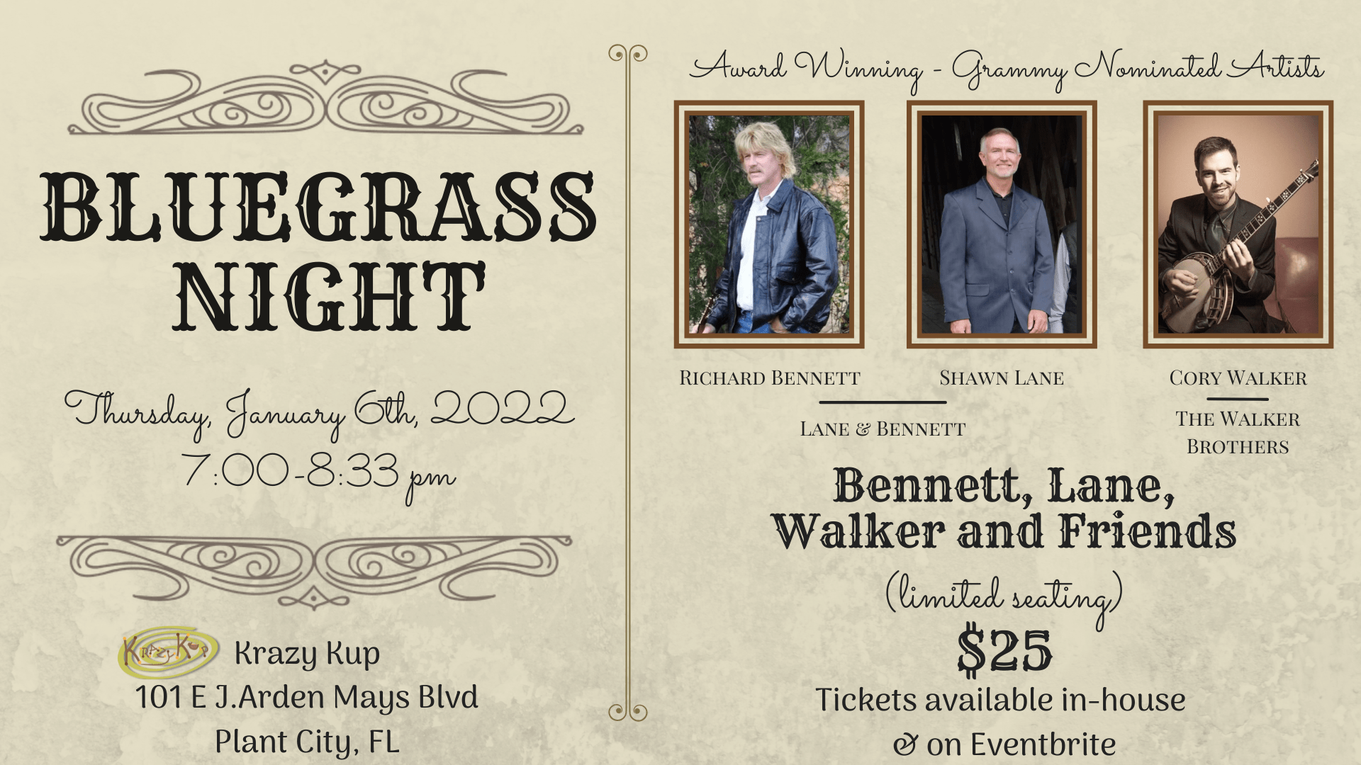 Special Bluegrass Night Offered At Krazy Kup In January | Osprey Observer