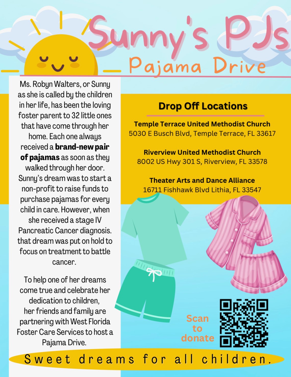 ‘Sunny’s Pjs’ Drive Collecting Pajamas For Foster Care Children ...